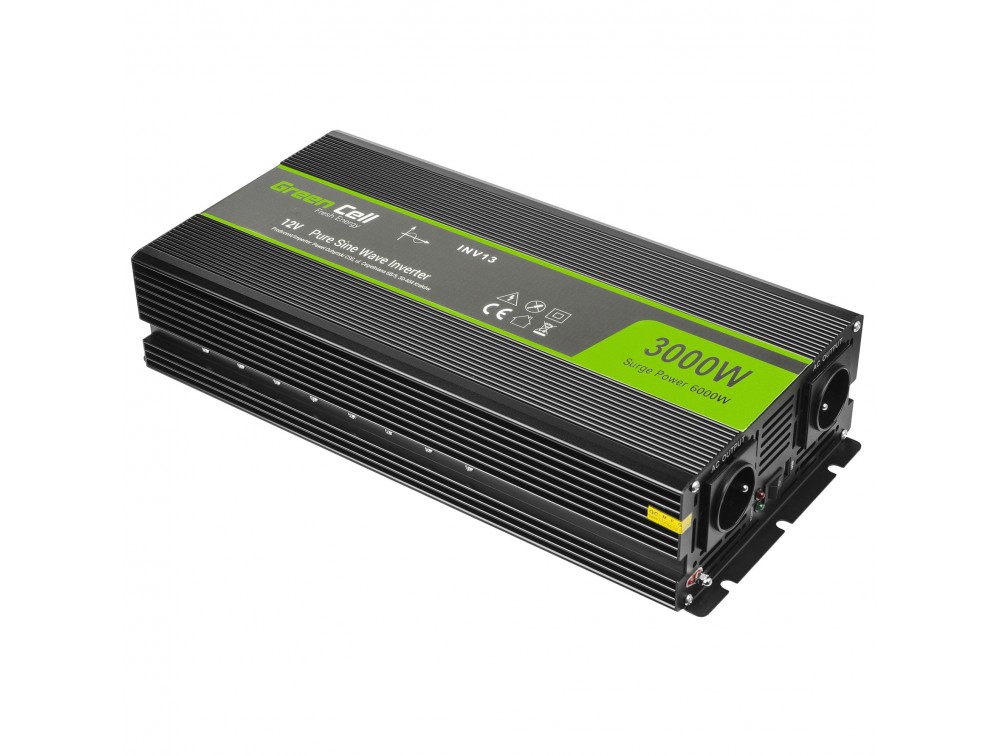 Green Cell INV15 Power Inverter 12V DC na 230V AC 3000W/6000W czysta ...