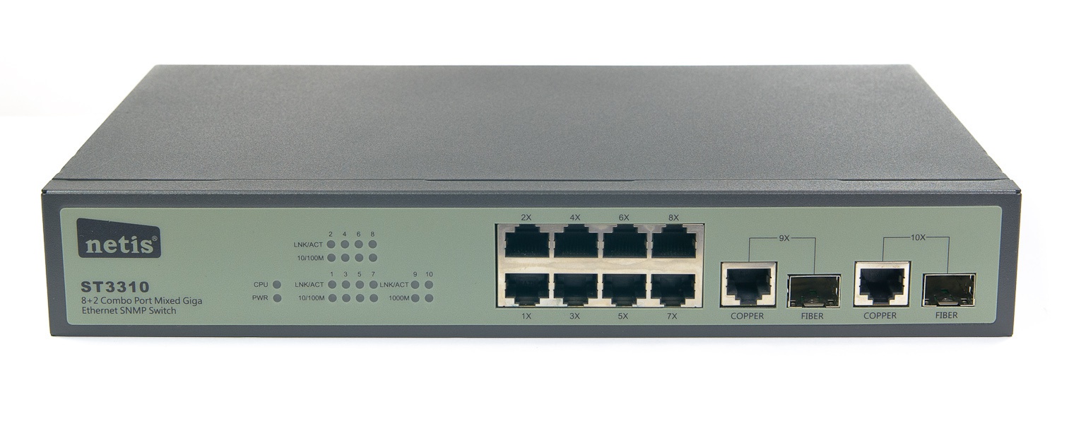 NETIS ST3310 8 portów fast ethernet 2 porty combo/gigabit ethernet SNMP ...