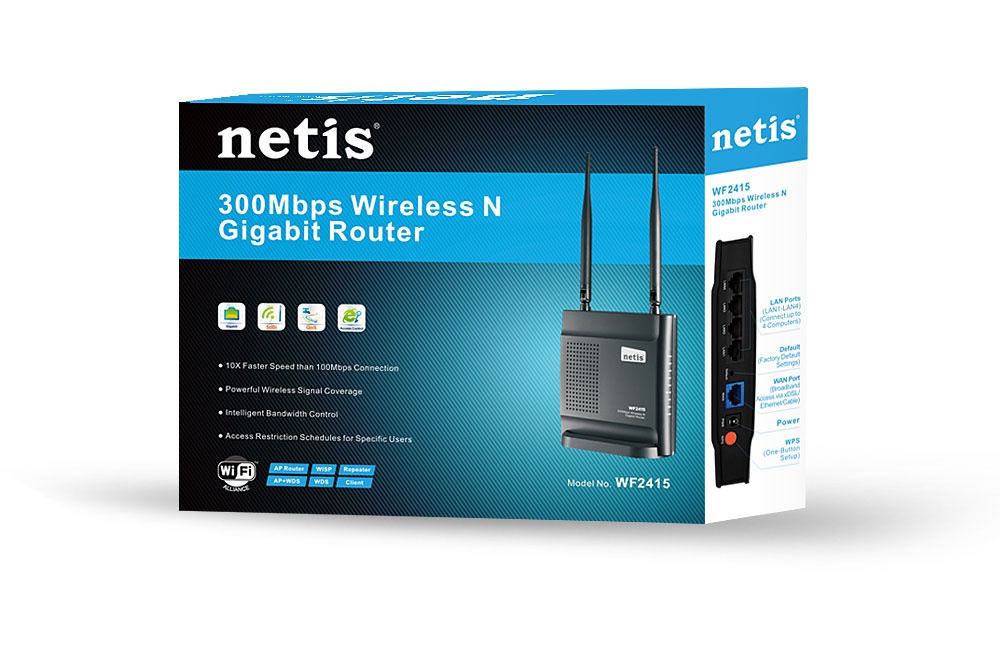 NETIS WF2415 Gigabitowy router standard N 300Mb/s 2T2R 2.4GHz 802.11bgn