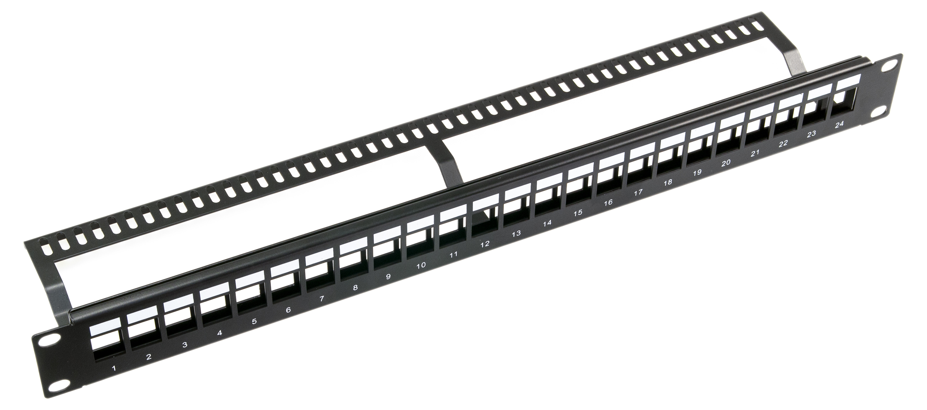 Patchpanel, 24 otwory na keystone, Rack 19" 1U, organizer kabli