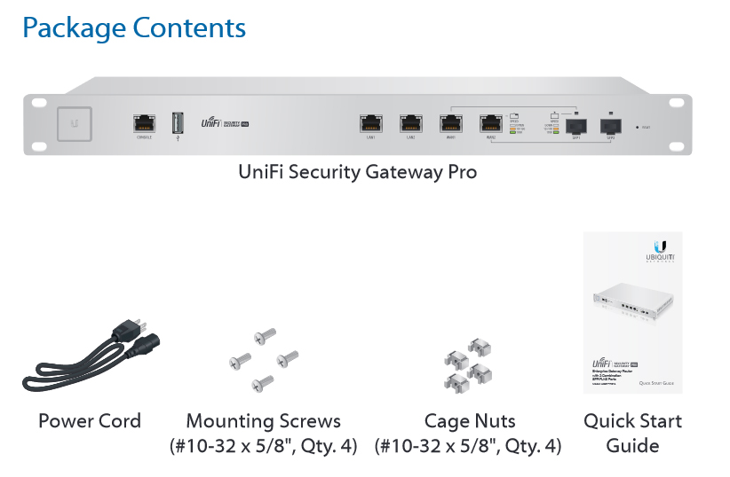 Ubiquiti USG-PRO-4 Enterprise Gateway Router, 2x GE, 2x Combo